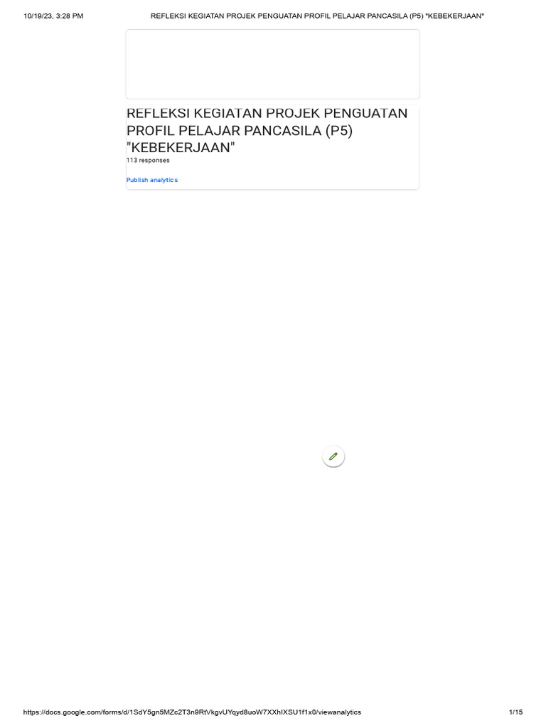 Refleksi Kegiatan Projek Penguatan Profil Pelajar Pancasila (P5 ...