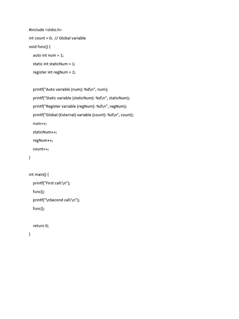 C Storage Classes Explained | PDF