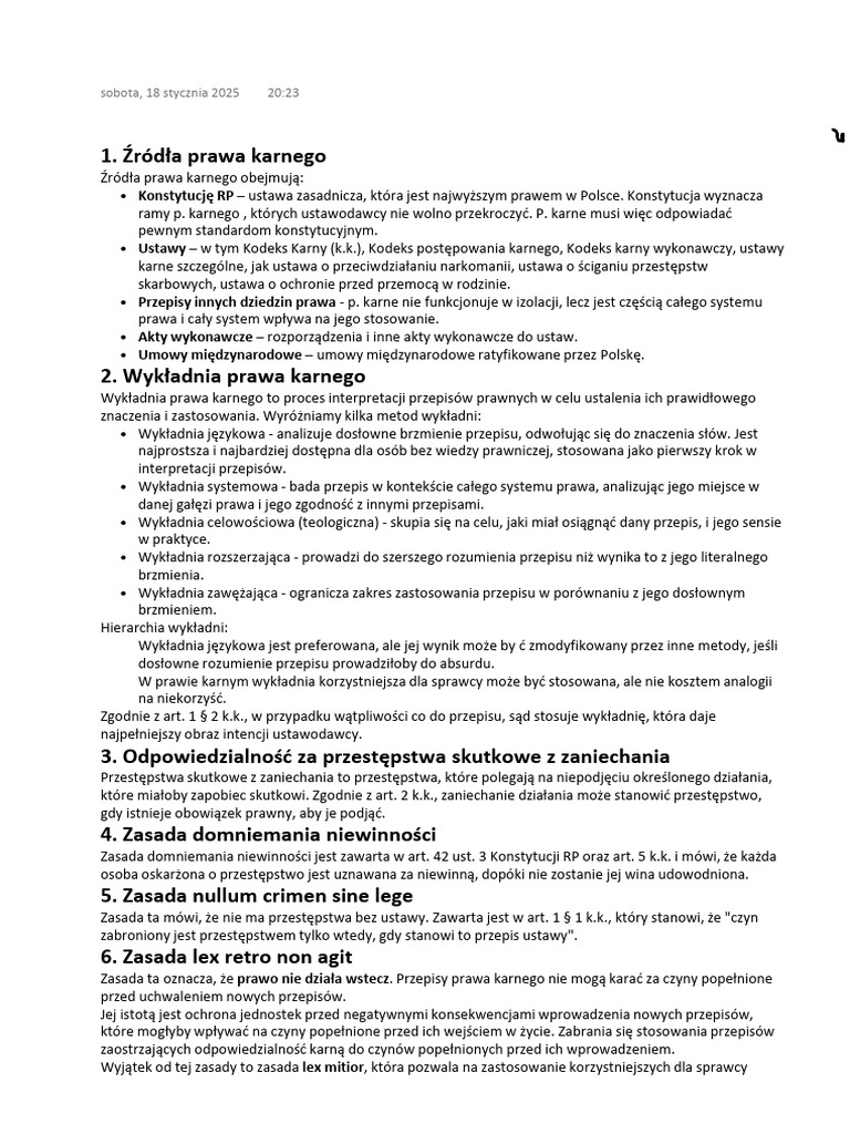 Prawo Karne Egzamin | PDF