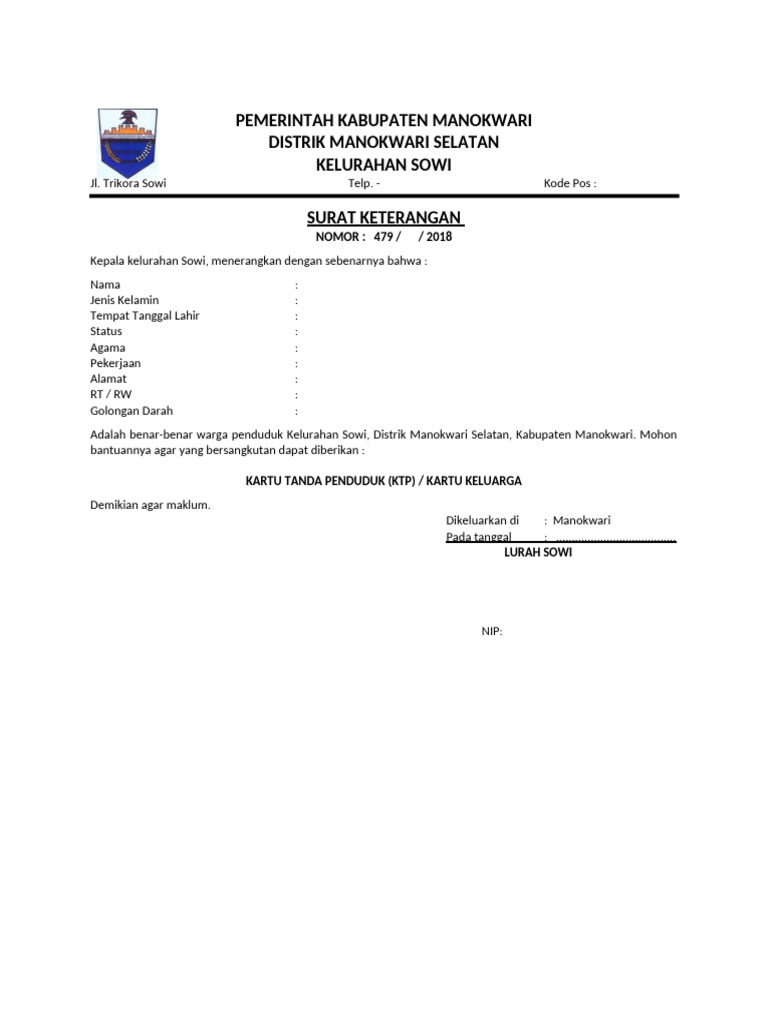 Contoh Blangko Surat Pengantar Permohonan KTP - Kartu Keluarga ...