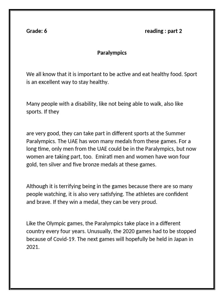 Grade 6 - Reading Part 2 | PDF