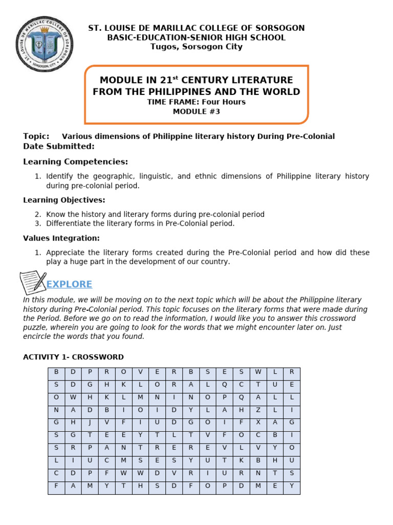 21st Century Literature Module3 | PDF | Riddle | Folklore