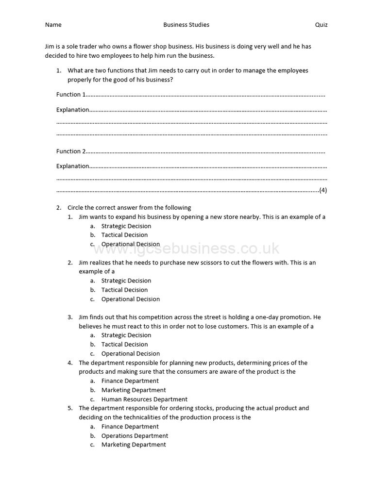 Strategic Decision Making Quiz | PDF