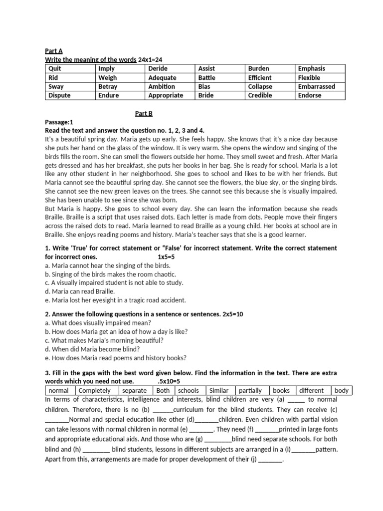 Grade 1, set A, 1st paper | PDF | God In Islam