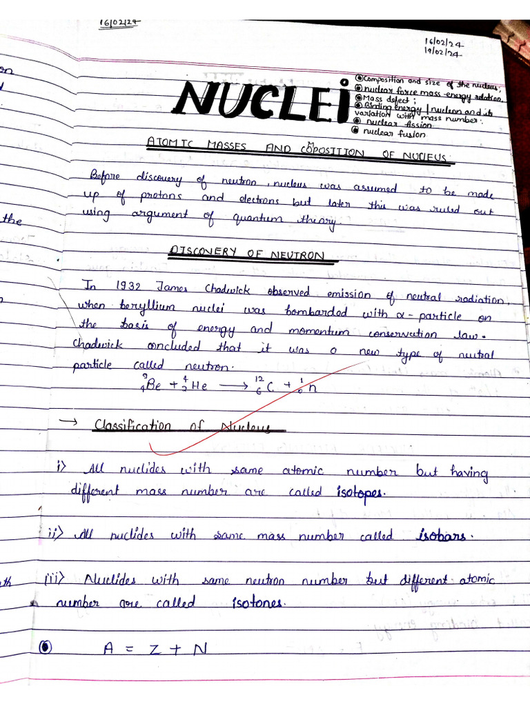 Nuclei (Class 12) | PDF