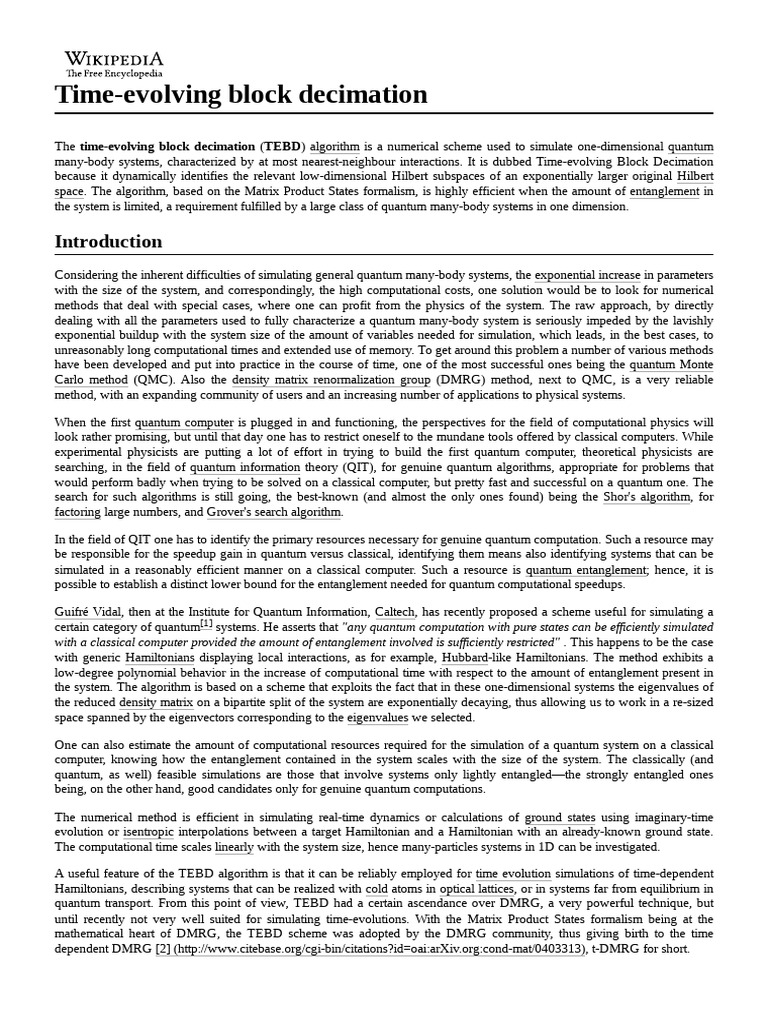 Time-Evolving Block Decimation | PDF | Eigenvalues And Eigenvectors | Algebra