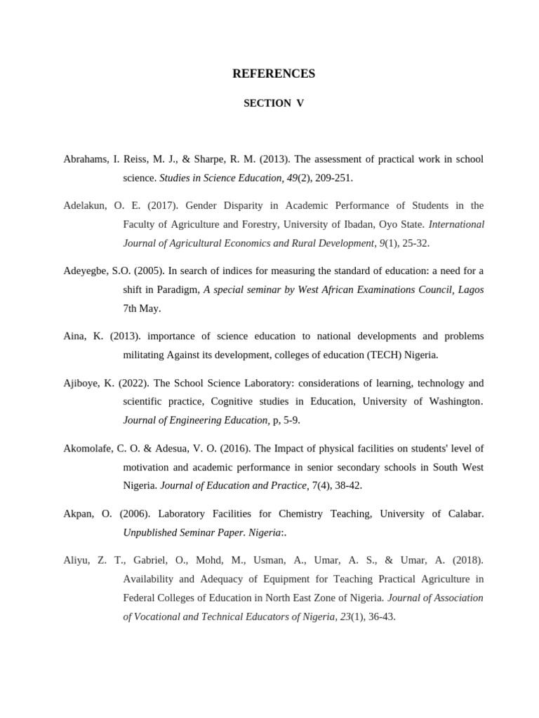SECTION V References | PDF | Science | Teachers