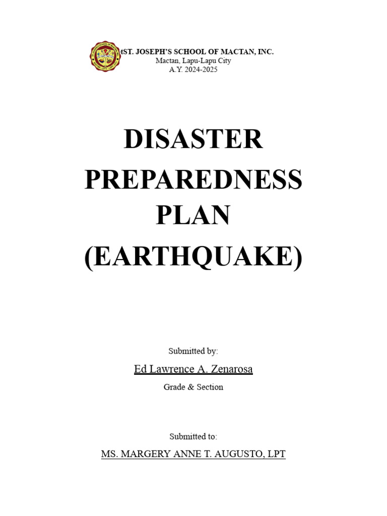 My Actual Earthquake Preparedness Plan | PDF | Earthquakes | Seismology