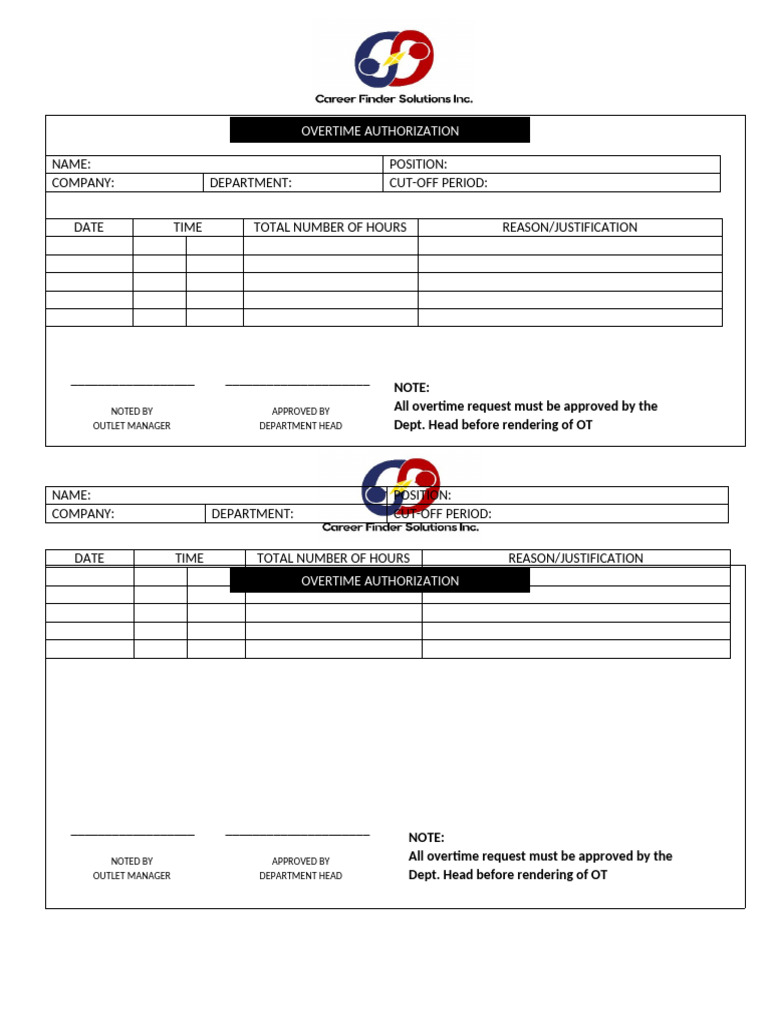 Overtime Form.2 | PDF