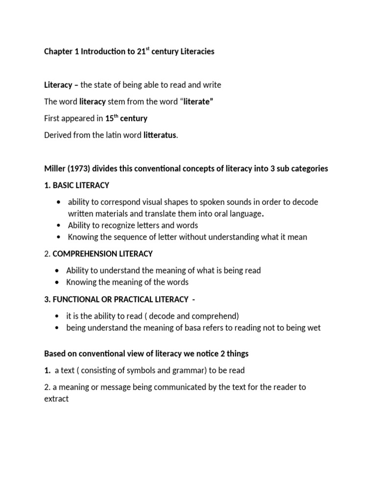Chapter 1 Introduction To 21st Century Literacies | PDF | Literacy ...