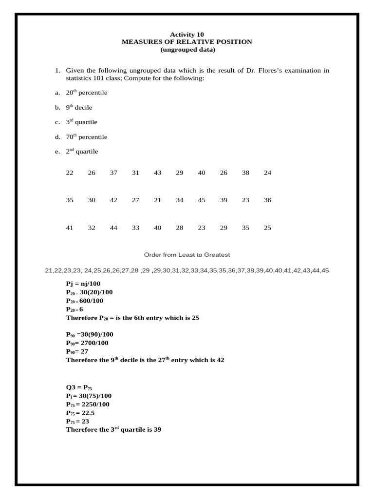 Activity 10 - Measures of Relative Position | PDF