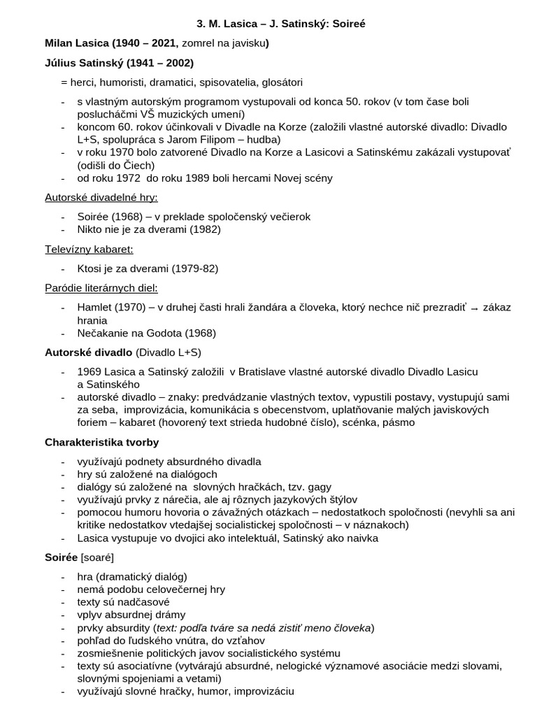 Lasica - Satinský - Soireé | PDF