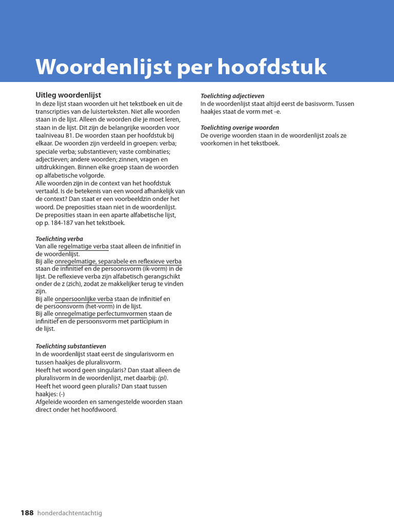 Woordenlijst Per Hoofdstuk | PDF