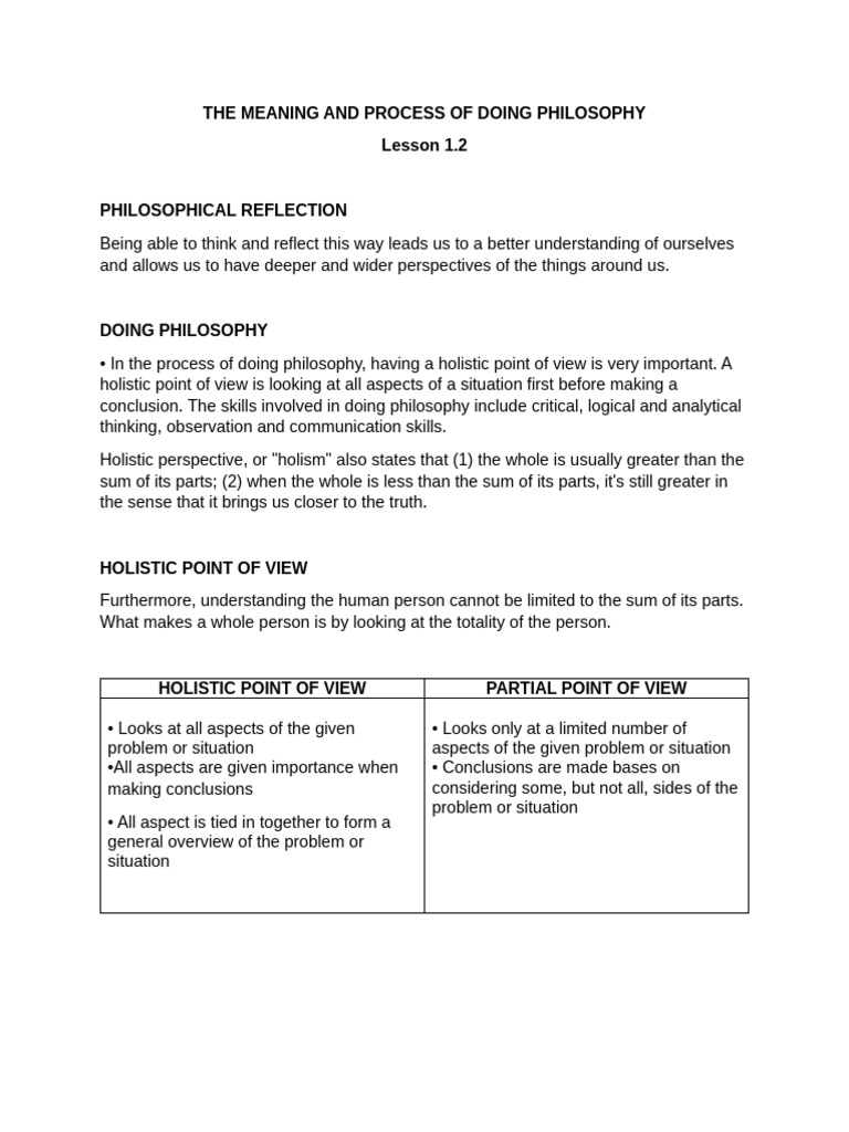 Understanding Holistic Philosophy | PDF | Holism | Liberal Arts Education