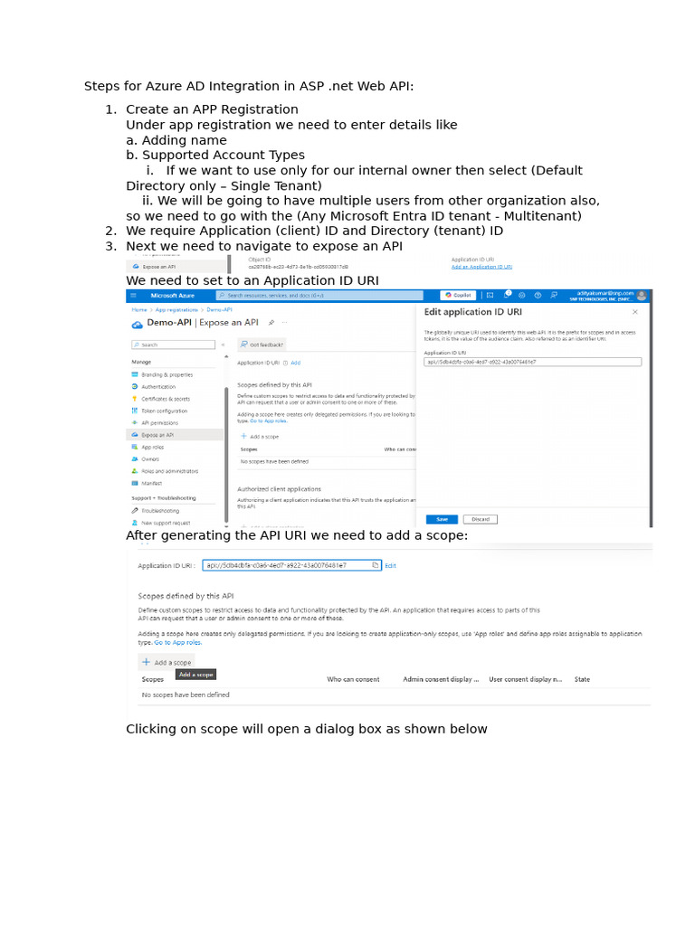 Azure AD Integration in ASP.NET API | PDF | Information Technology | Software Engineering