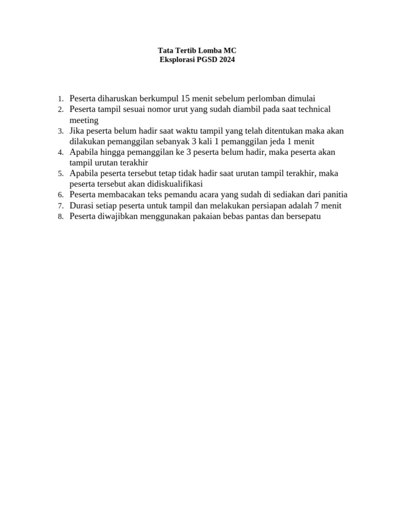 Tata Tertib Lomba MC | PDF