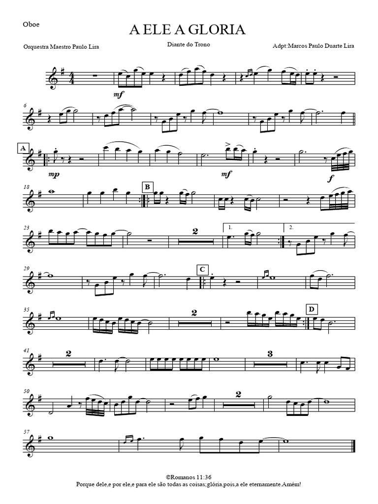 A Ele A Gloria - BFM - Oboe | PDF
