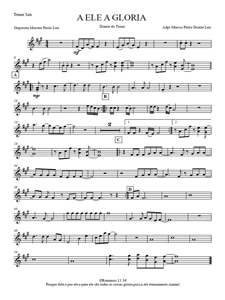 A Ele A Gloria - BFM - Tenor Sax | PDF