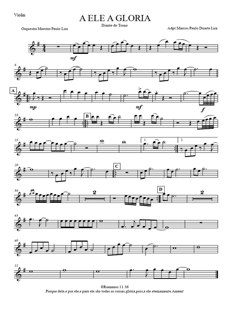 A Ele A Gloria - Ompl - 2022 - , Violin | PDF