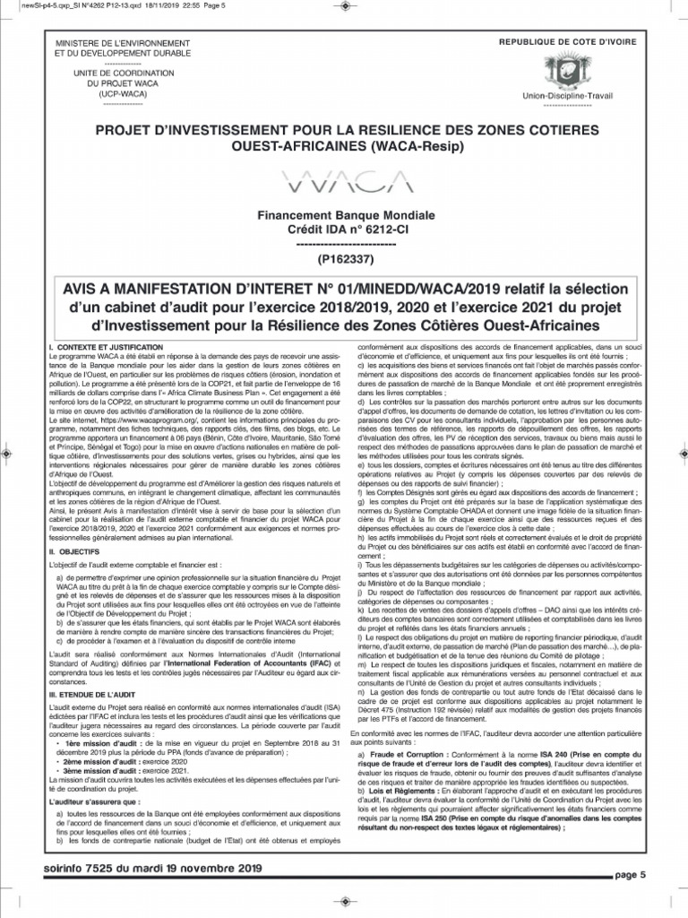 Projet-dinvestissement-pour-la-résilience-des-zones-côtières-ouest-africaine-waca-resip | PDF