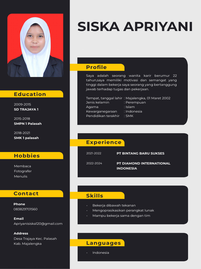 CV Siska Apriyani | PDF