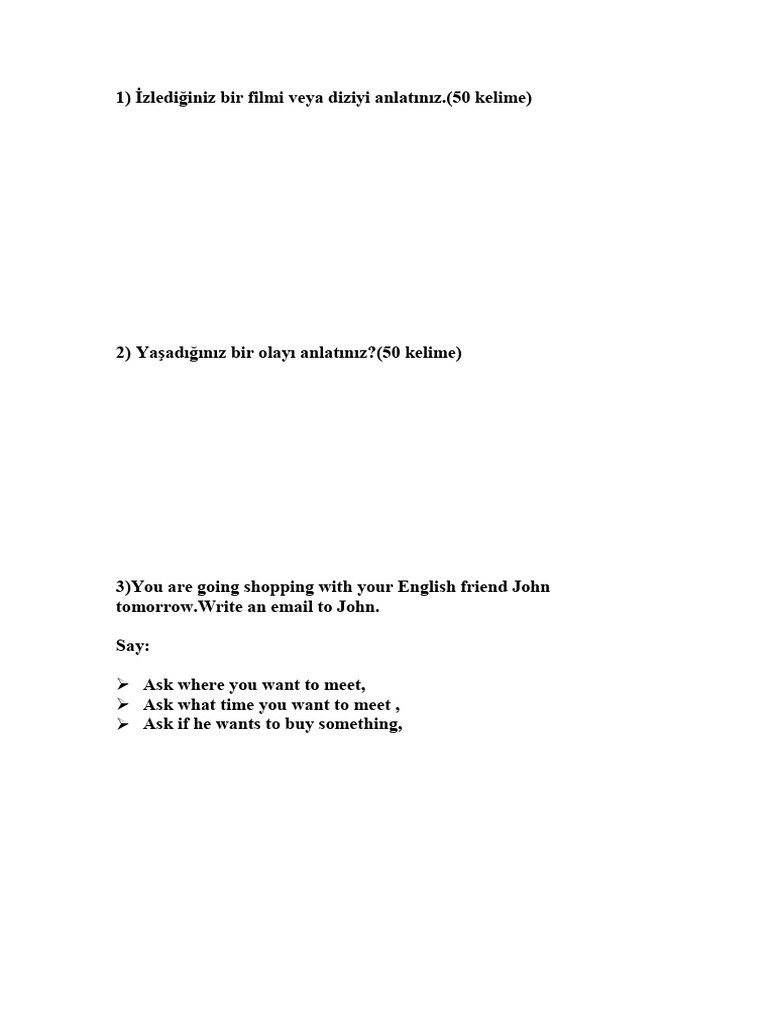 A1 English Test Practice Exercises | PDF