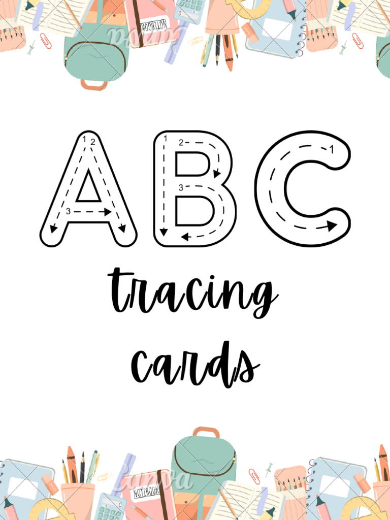 Alphabet Tracing Cards Worksheet in Pastel Colors Illustrative | PDF