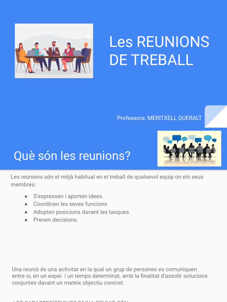 Les REUNIONS DE TREBALL | PDF