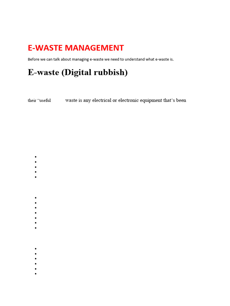 E-waste_Management.docx | PDF | Electronic Waste | Waste Management