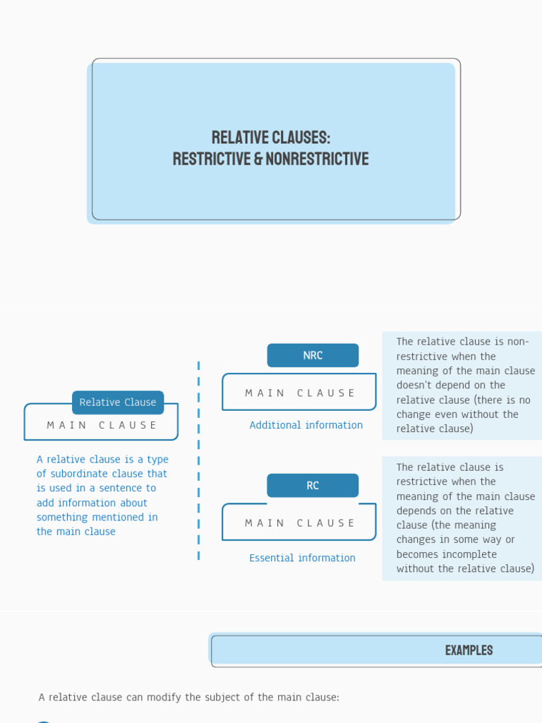 6 Restrictive - Non-Restrictive Clauses | PDF | Clause | Language Mechanics