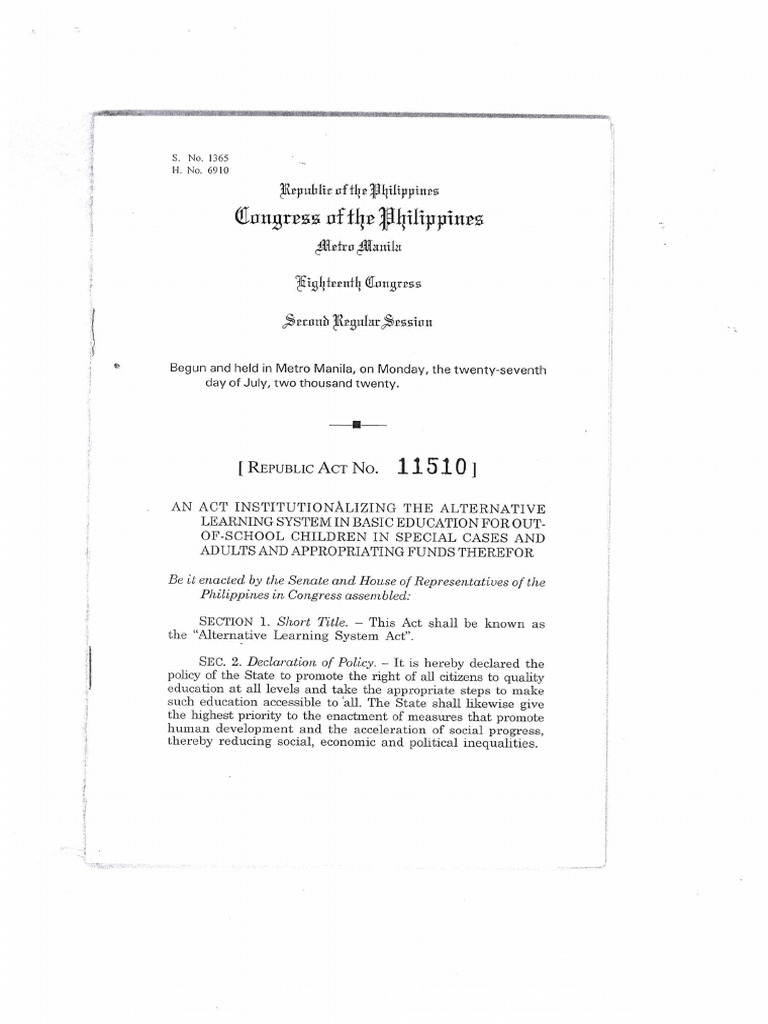 Republic Act No. 11510 Min | PDF