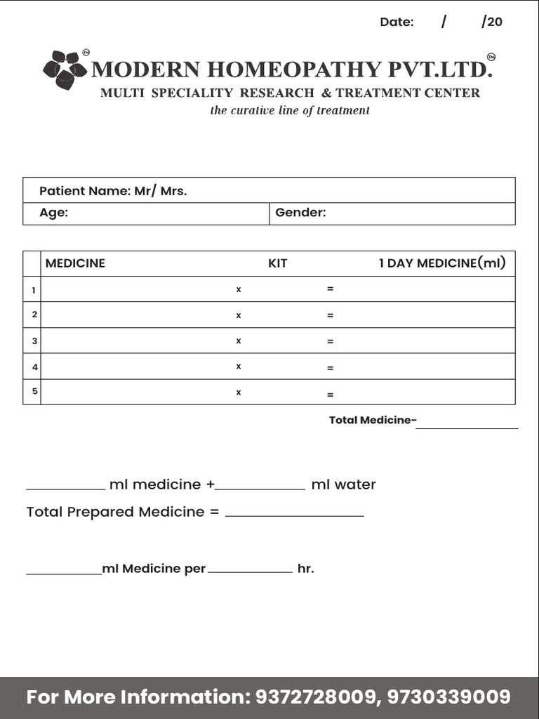 Patient Medicine Dosage Chart | PDF