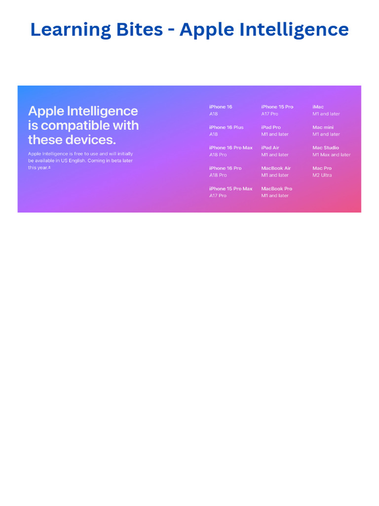 Knowledge Bites - Apple Intelligence | PDF | Siri | Computing