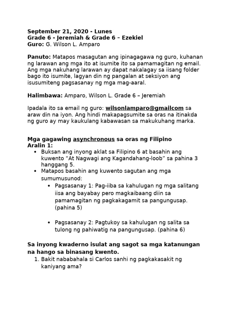 Grade 6 - Asynchronous | PDF