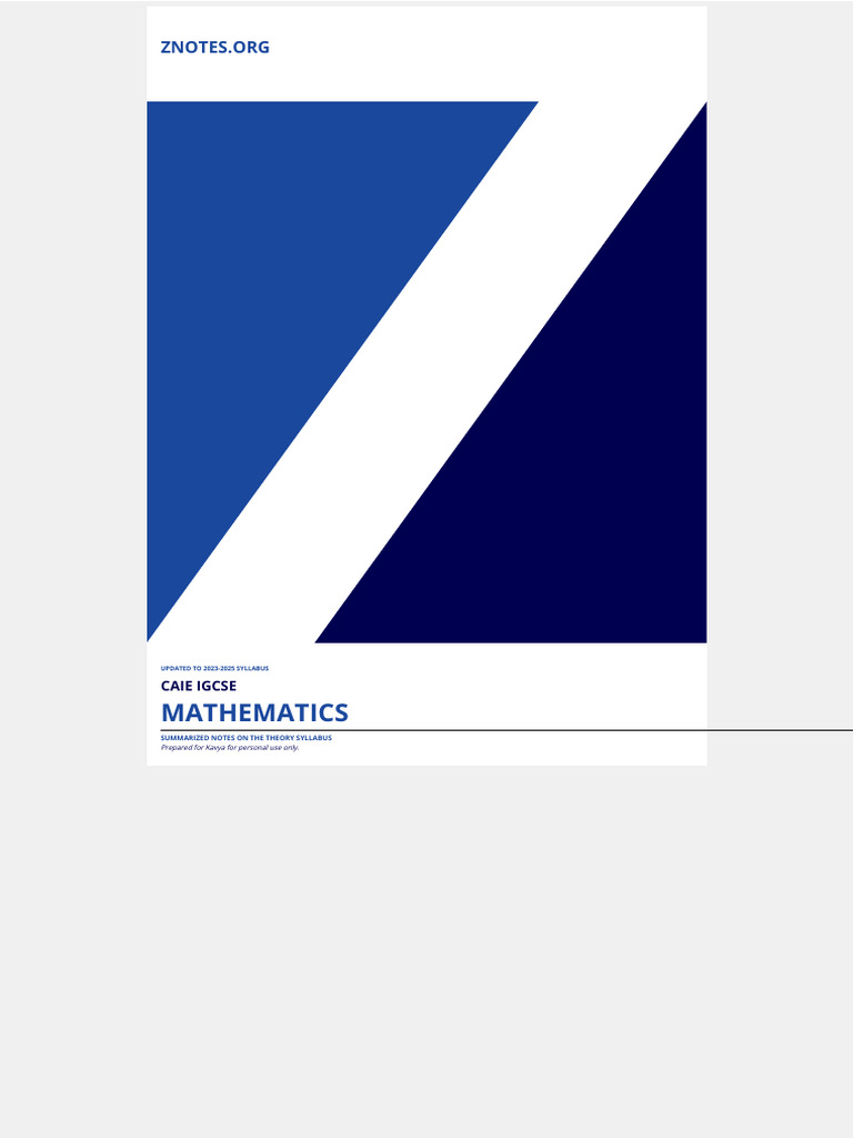 IGCSE Mathematics Summary Notes | PDF | Rectangle | Shape