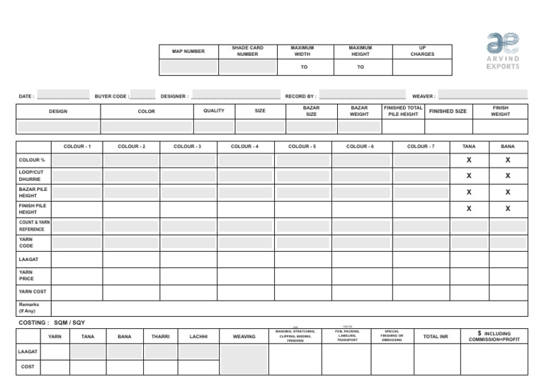 Rug Design Specification Sheet | PDF | Yarn | Textiles