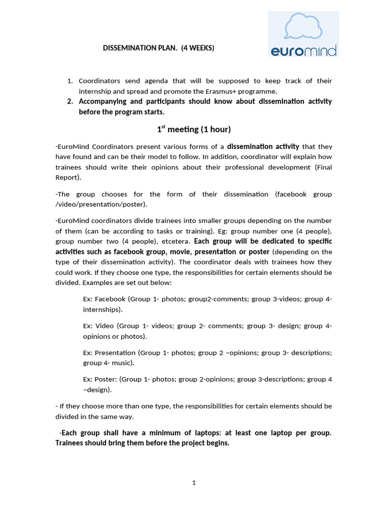 Dissemination Programme 4 Weeks (English) | PDF