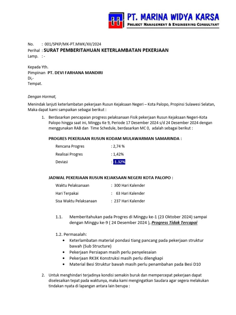 Surat Pemberitahuan 1 | PDF