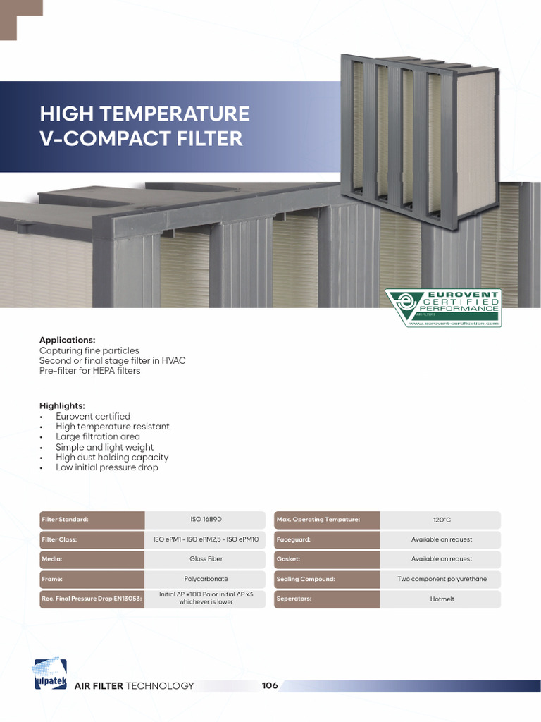 High Temperature V Compact Filter | PDF | Materials | Mechanical Engineering
