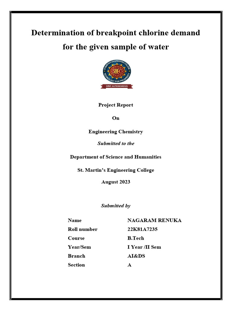 Break Point Chlorination | PDF | Chlorine | Chemical Compounds