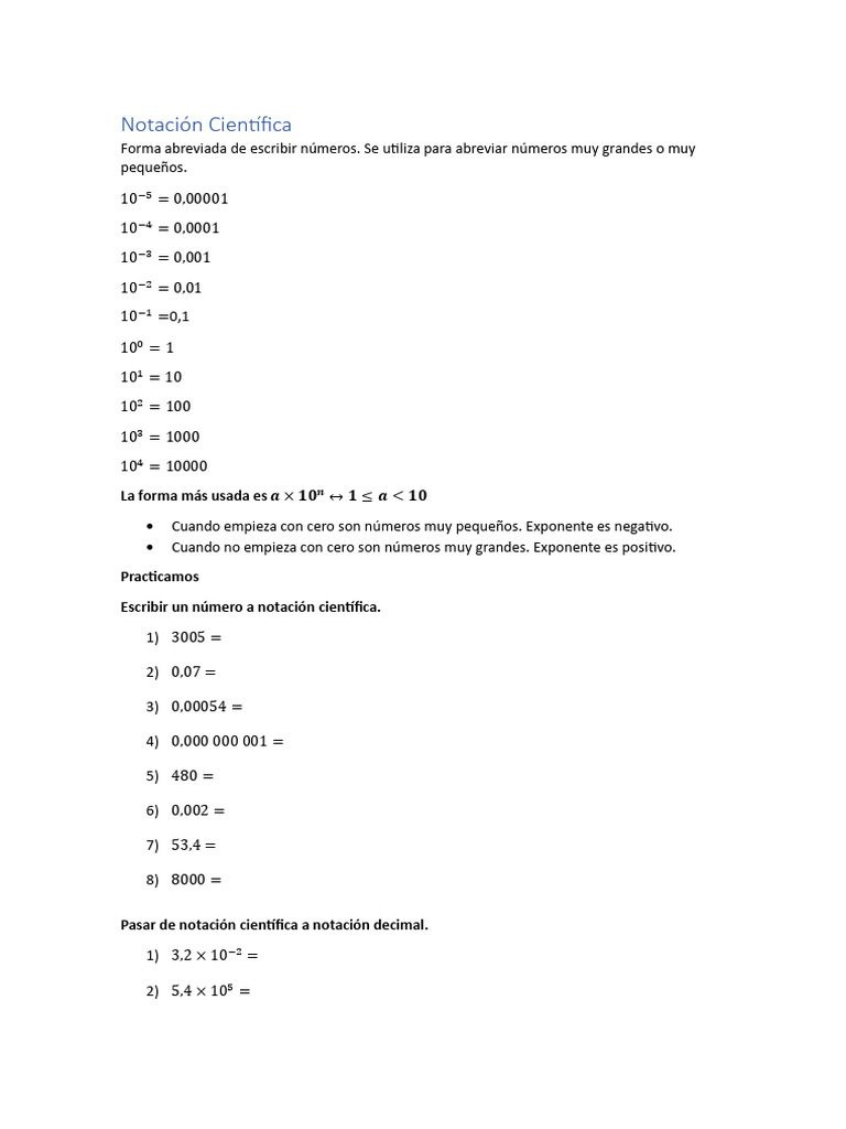 Notacion Cientifica Practicando | PDF