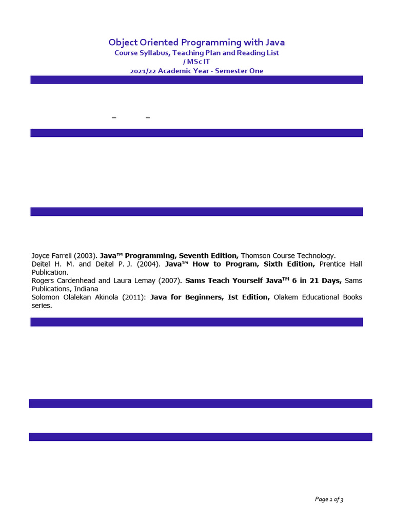 MIT 554 ObjectOriented Programming CourseOutline 1 | PDF | Class (Computer Programming ...