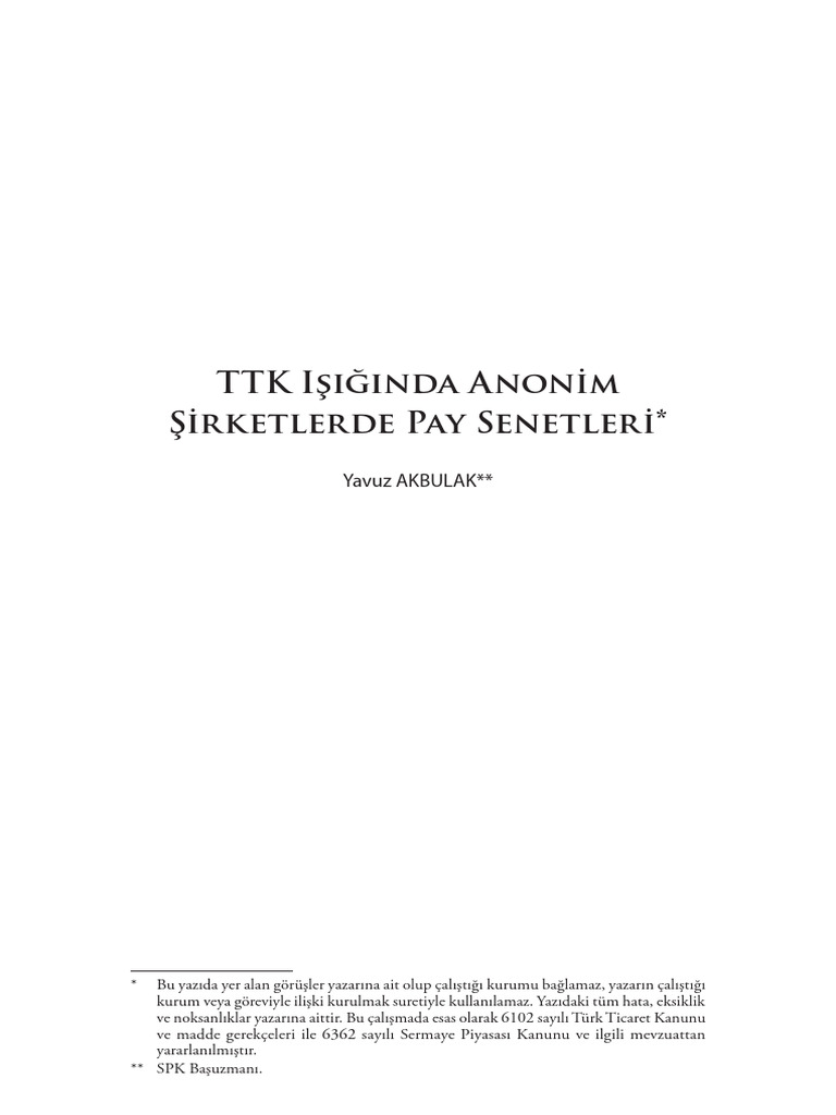 TTK AŞ lerde pay senetleri makale | PDF