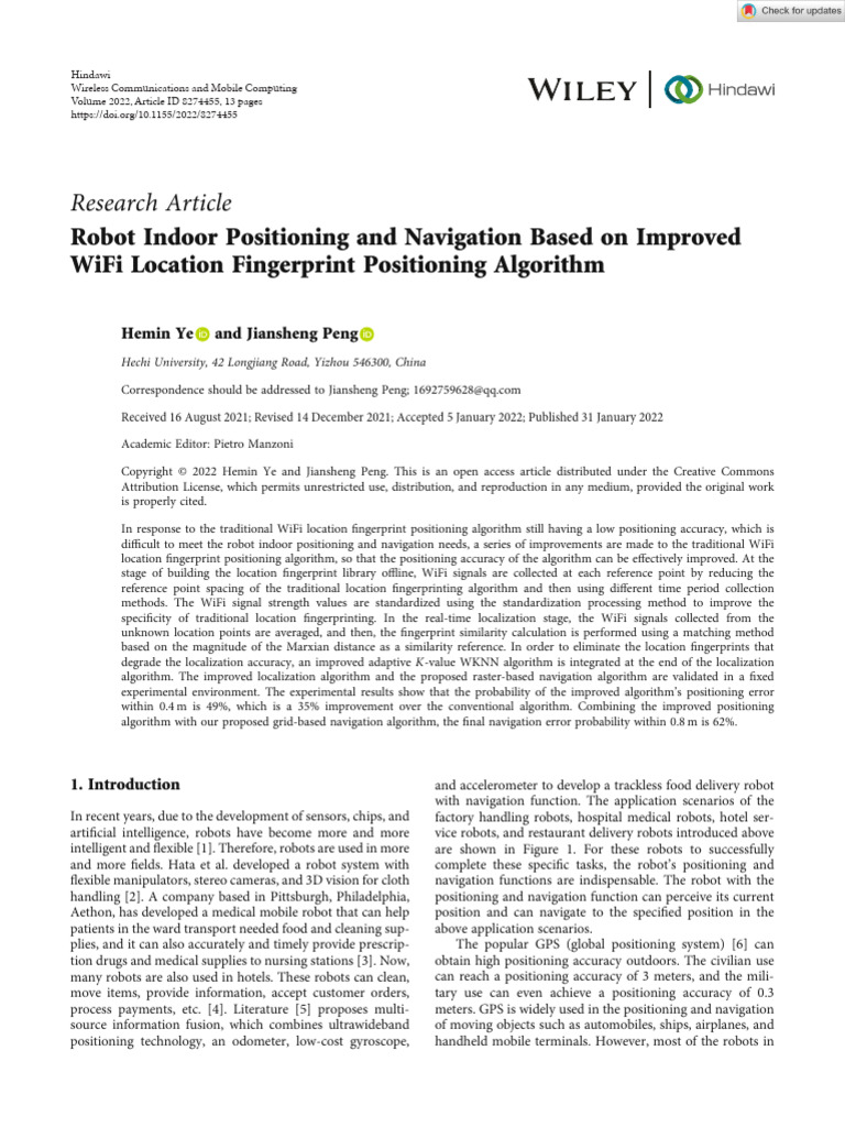 Robot Indoor Positioning And Navigation Based On Improved Wifi Location