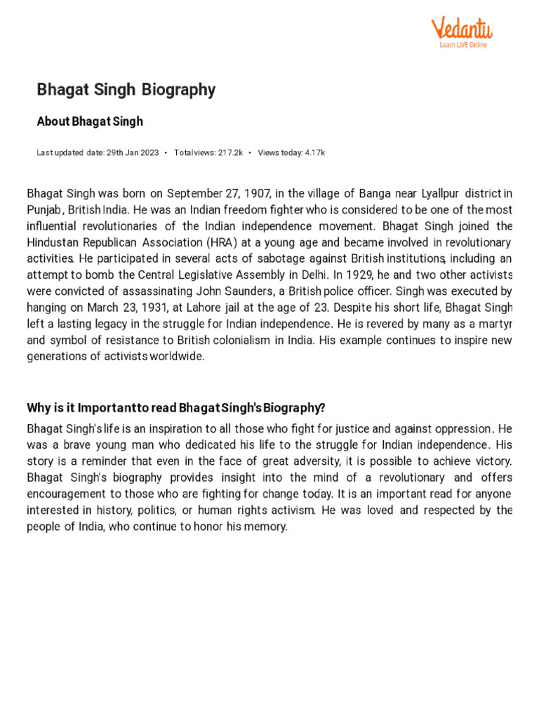 Bhagat Singh Biography | PDF
