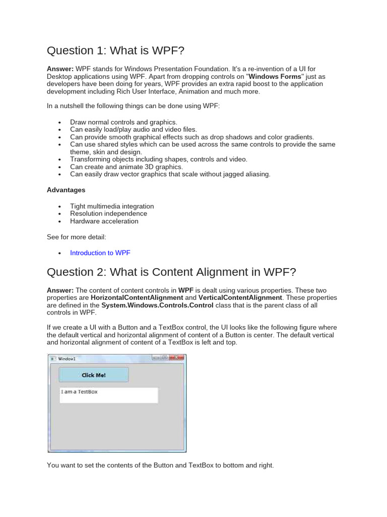 WPF Interview Questions and Answers | PDF | Extensible Application Markup Language | Windows ...