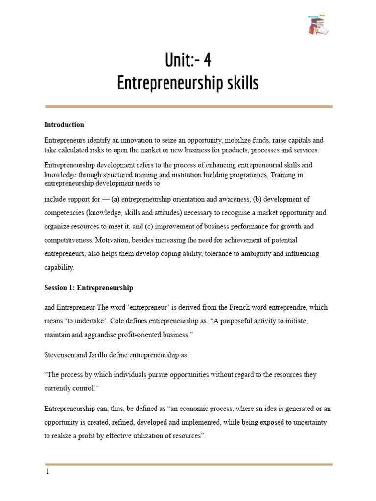 Key Entrepreneurship Skills Explained | PDF | Entrepreneurship ...