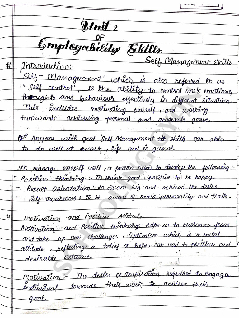 Unit 2 - Self-Management Skills-IV | PDF