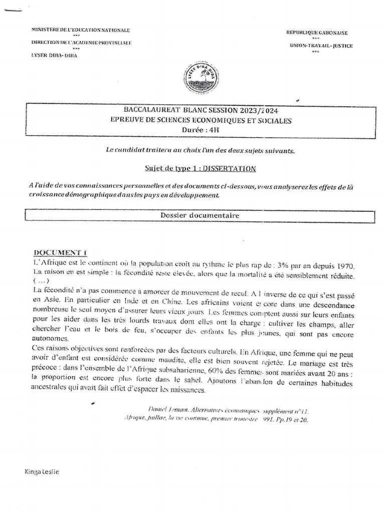 BAC BLANC 2024 LYSER DIBA DIBA | PDF