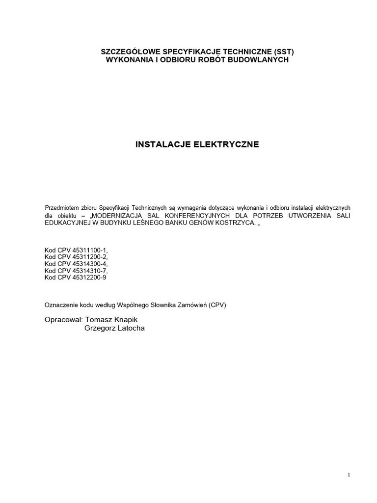 Zał 1B - Specyfikacja Techniczna Wykonania I Odbioru Robót | PDF